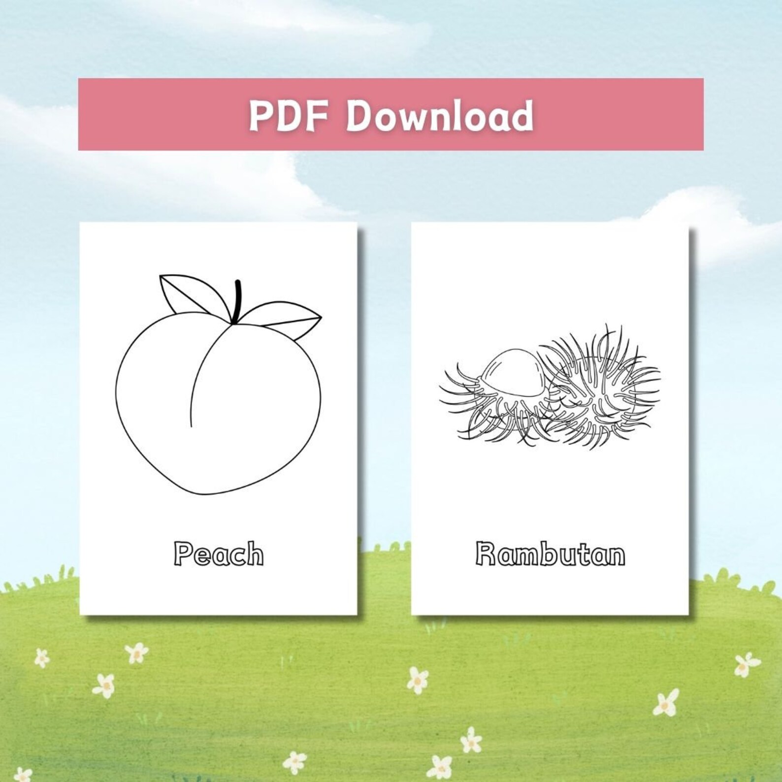 20 Fun Fruits Coloring Pages,coloring Book,montessori,fun Learning ...