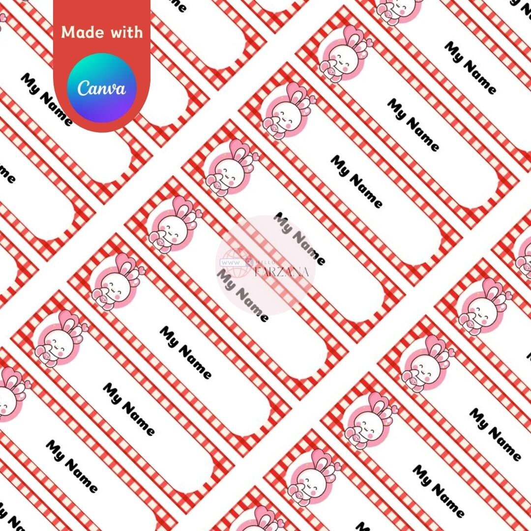 7 Bundle Designs Adorable Colorful Name Labels, Bunny Stickers, Cute ...