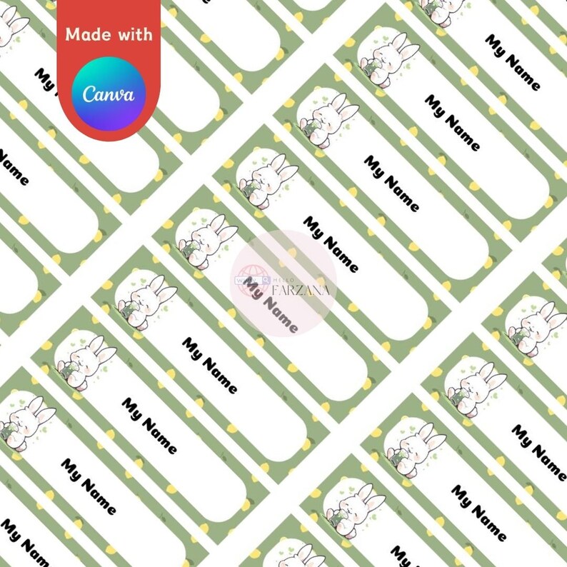 7 Bundle Designs Adorable Colorful Name Labels, Bunny Stickers, Cute ...