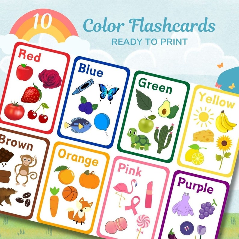 10 Fun Color Flashcards With Graphics, Montessori, Fun Learning, Early ...