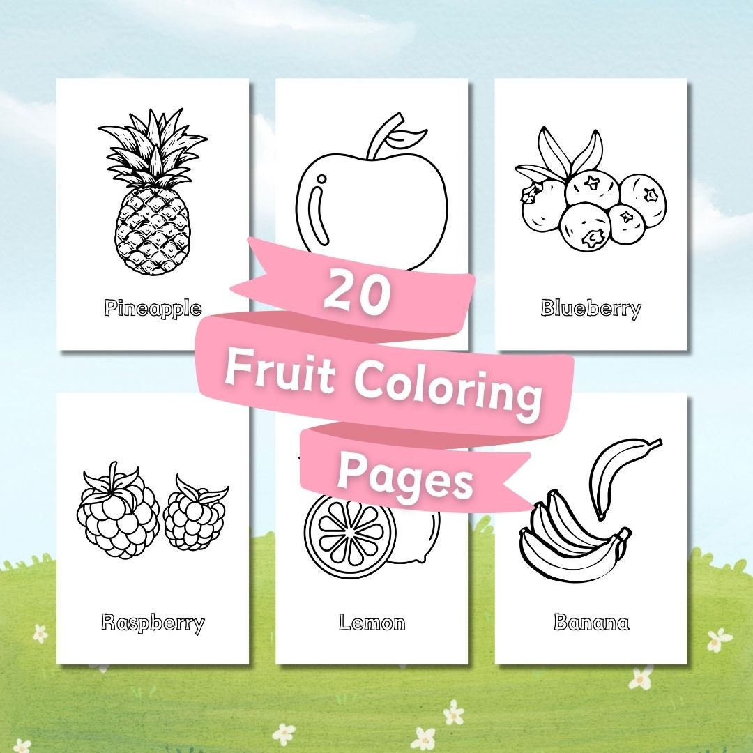 20 Fun Fruits Coloring Pages,coloring Book,montessori,fun Learning ...