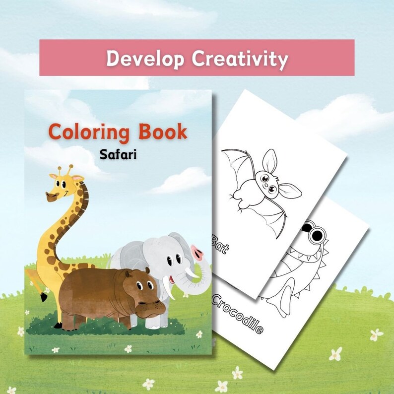 18 Safari Animals Coloring Pages, Printable Coloring Book, Kids ...