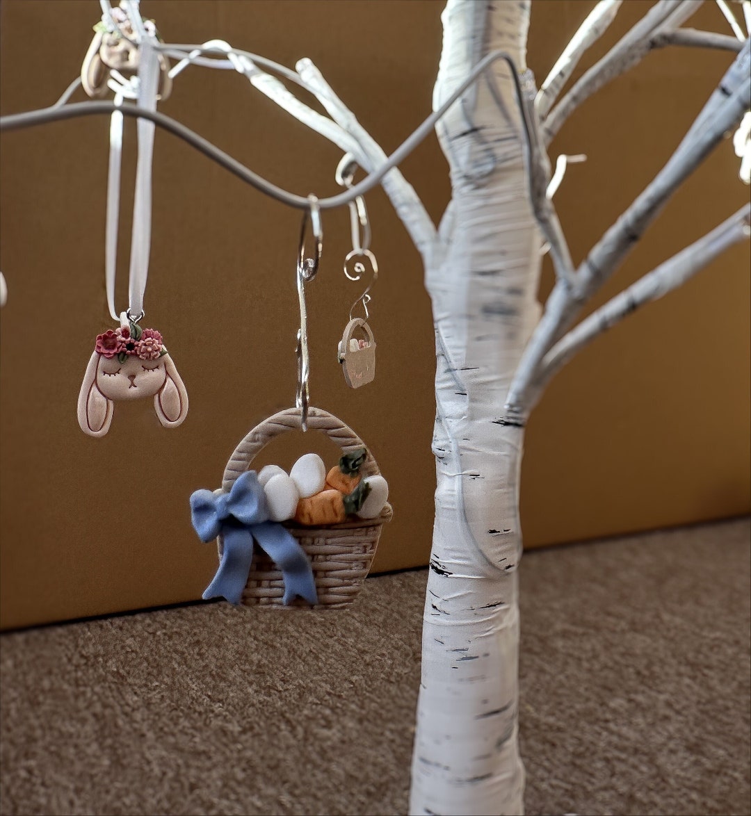 Mini Easter Spring Ornament | Flat Polymer Clay Charm | Easter Tree ...
