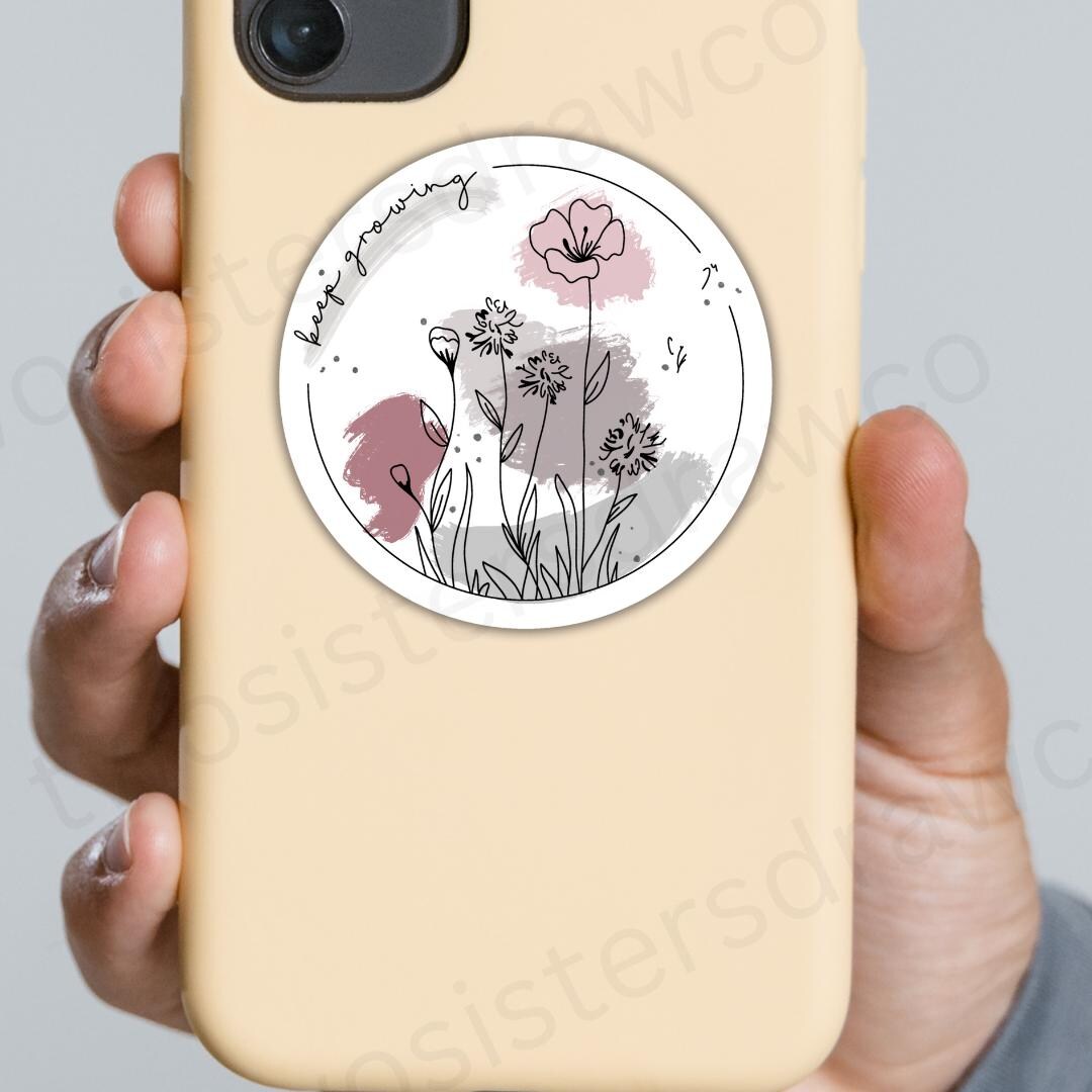 Keep Growing Sticker | Watercolor Wildflower Art, Matte Decal - Etsy