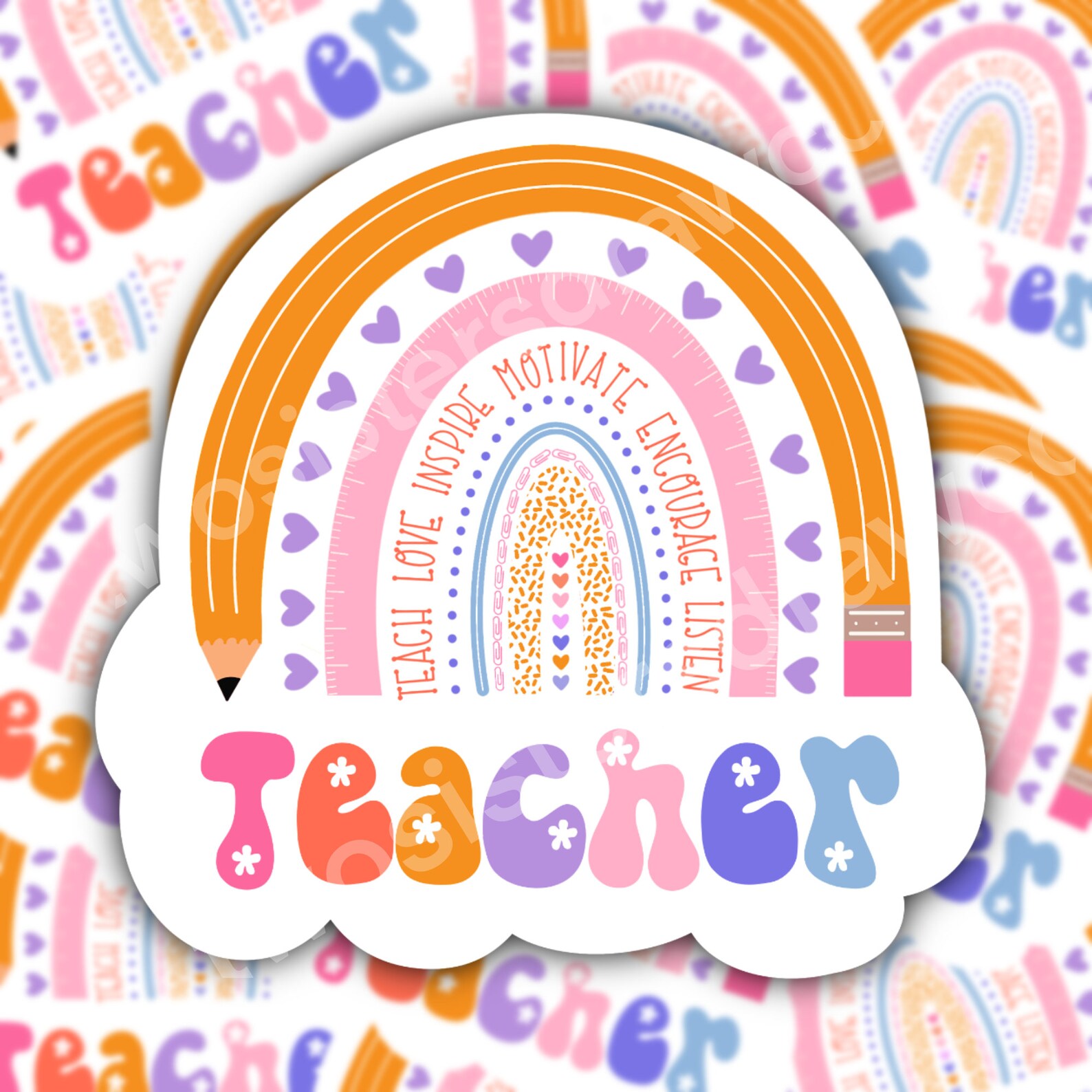 Teacher Boho Rainbow Sticker | Education Sticker | Classroom Decals ...