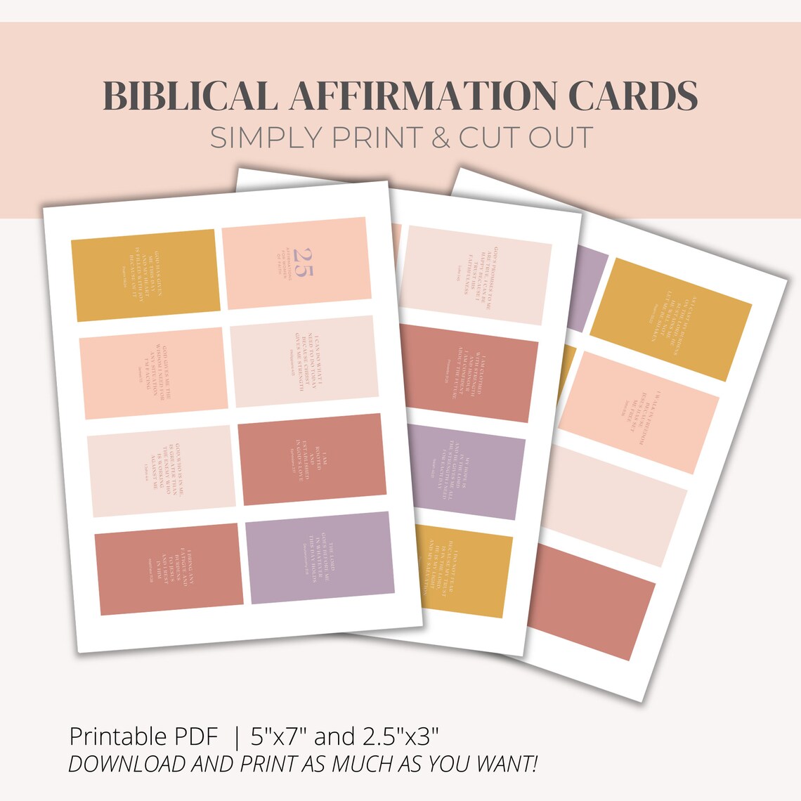 25 Biblical Affirmation Cards for Women of Faith, Modern Scripture ...