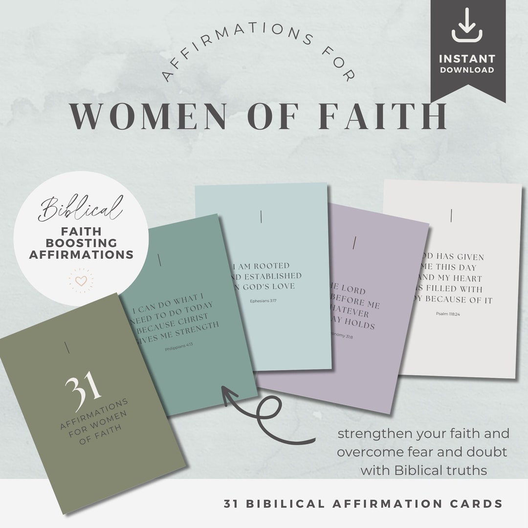 25 Biblical Affirmation Cards for Women of Faith, Printable Modern ...
