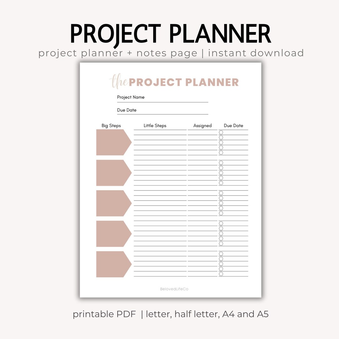 Project Planner, Printable, Productivity, Task Tracker, Digital ...