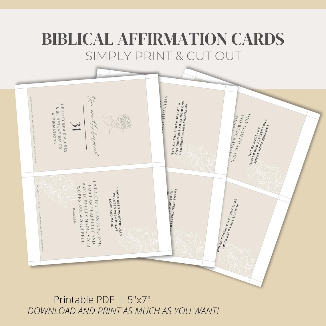 Christian Affirmation Cards | Printable Scripture Cards | Identity in ...
