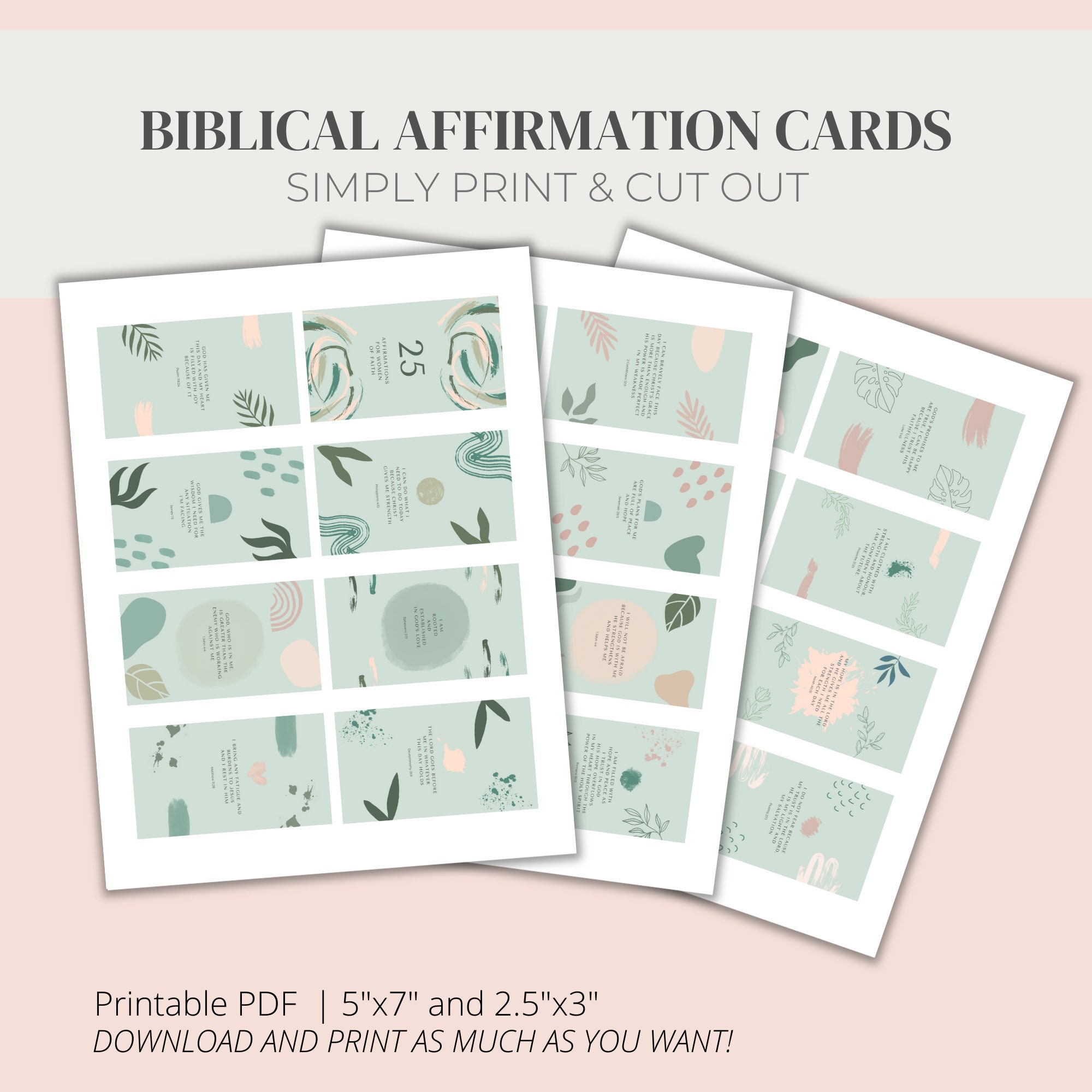 25 Biblical Affirmation Cards for Women of Faith, Modern Scripture ...