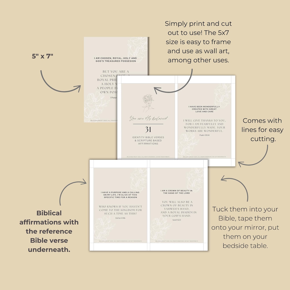 Christian Affirmation Cards | Printable Scripture Cards | Identity in ...