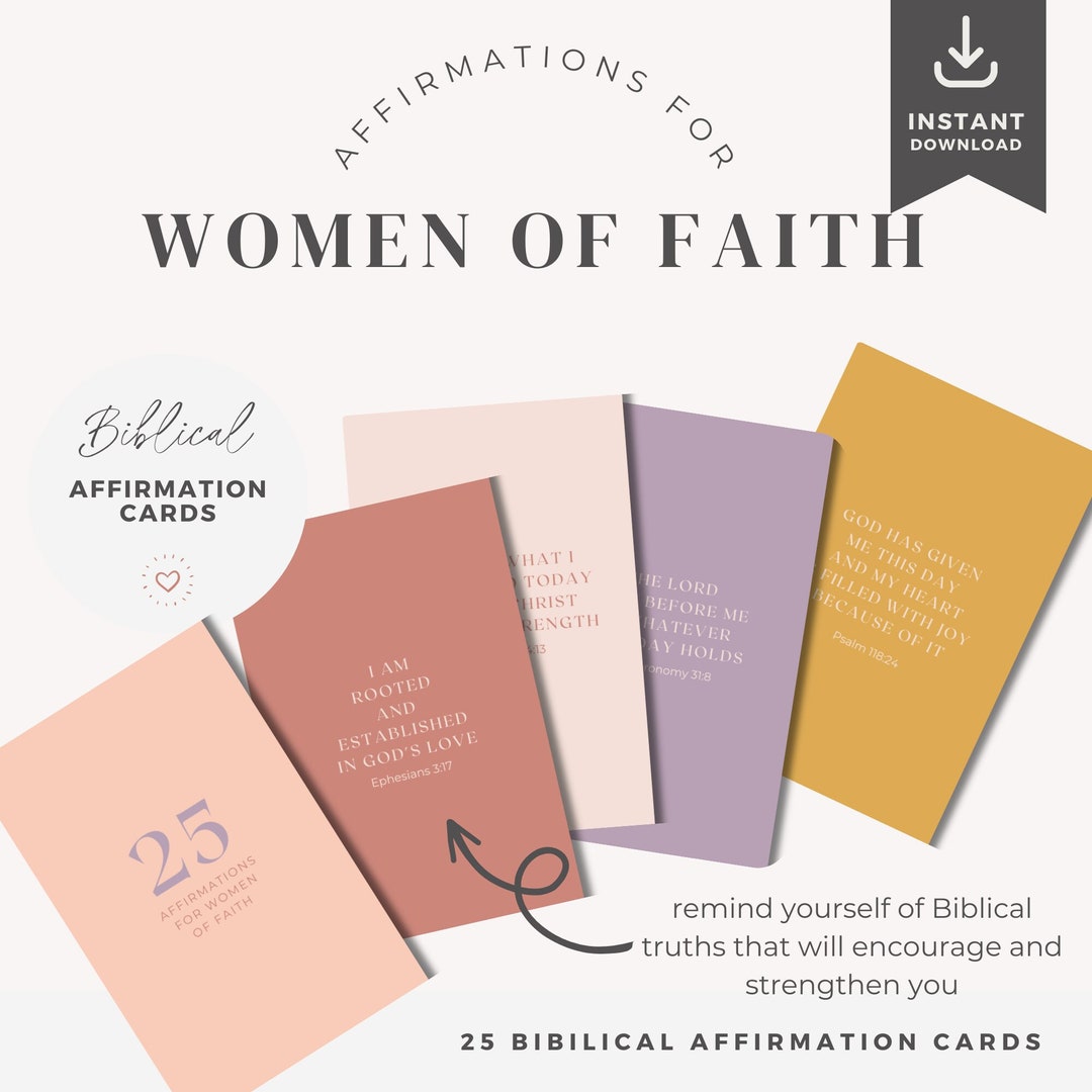 25 Biblical Affirmation Cards for Women of Faith, Modern Scripture ...