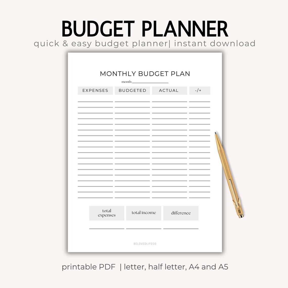 Monthly Budget Planner, Minimal Budget Plan, Simple Budgeting, Finances ...