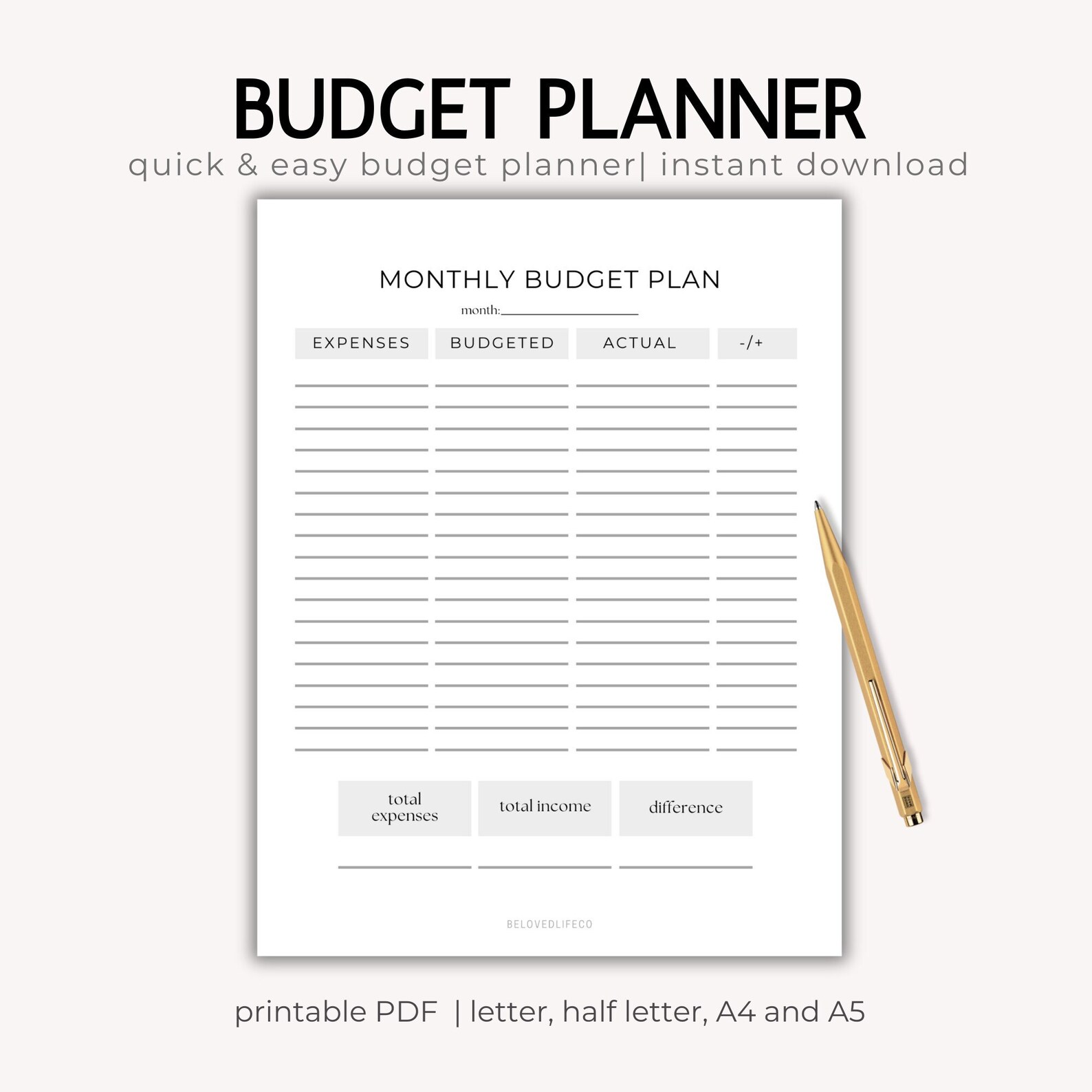 Monthly Budget Planner, Minimal Budget Plan, Simple Budgeting, Finances ...
