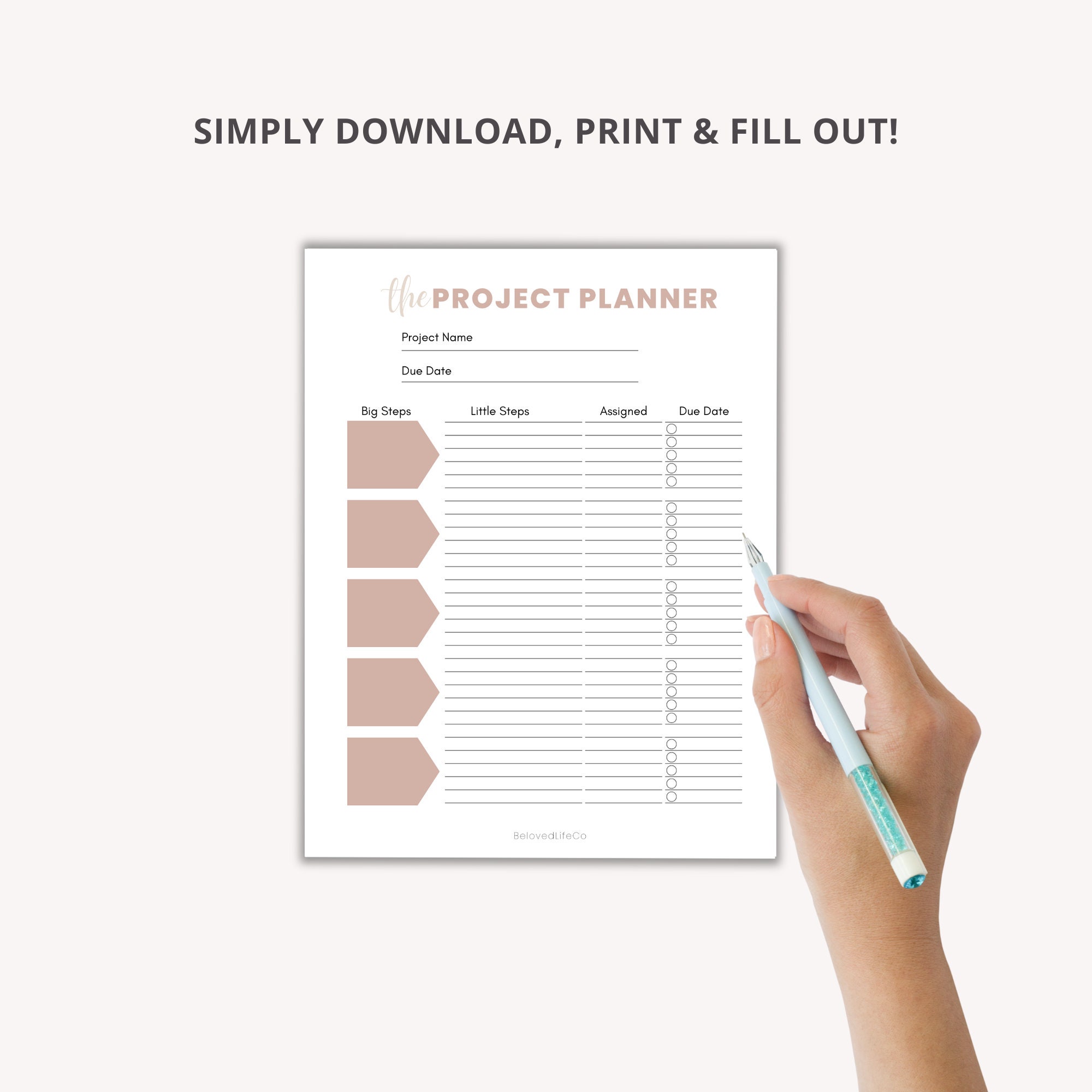 Project Planner, Printable, Productivity, Task Tracker, Digital ...