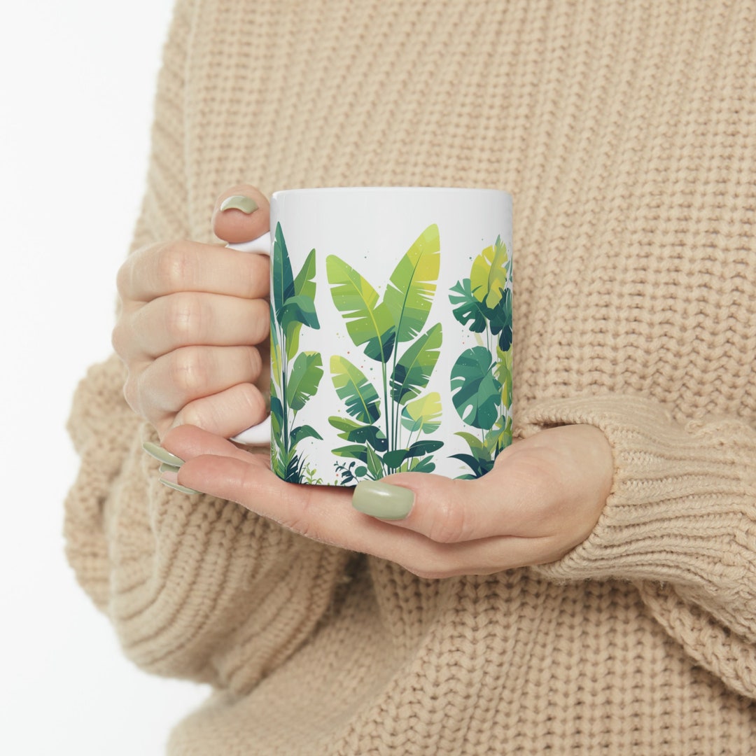 Tropical Plants Mug 11oz Coffee Lover Mug Botanic Mug Vintage Mug ...