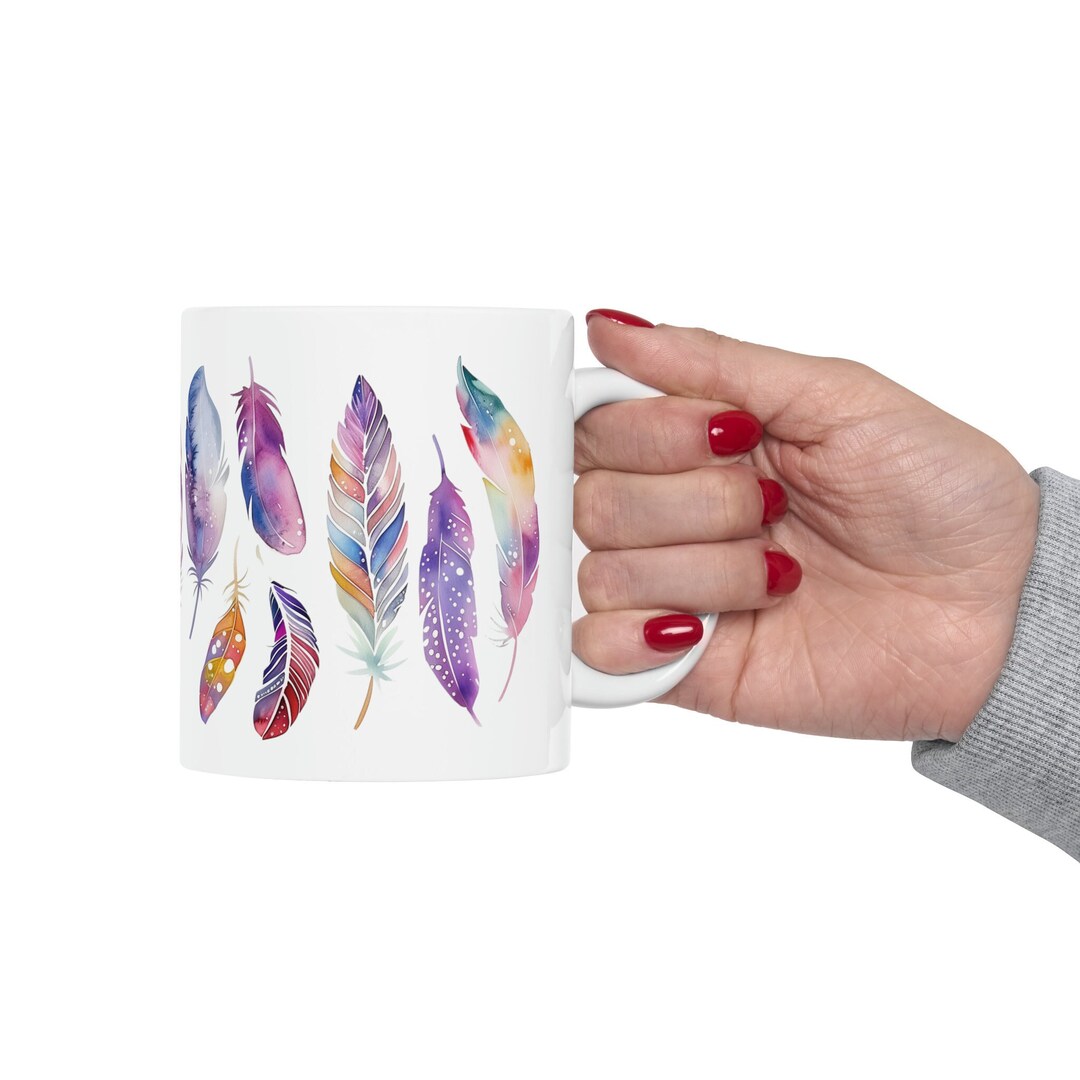 Colorful Feather Mug 11oz Coffee Lover Mug Native American Mug Coffee ...