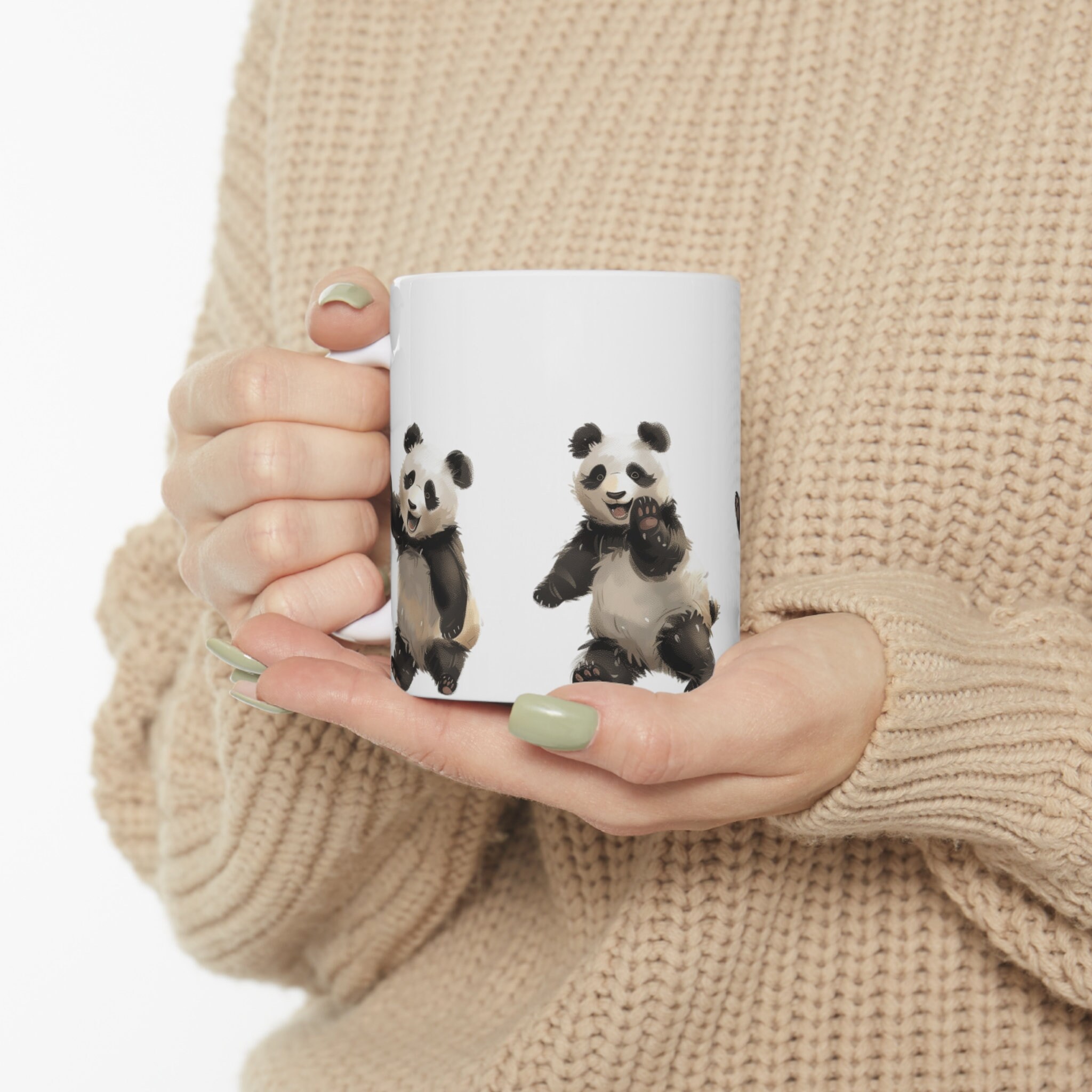 Cute Dancing Pandas Ceramic Mug 11oz, Coffee Lover Mug, Panda Lover ...