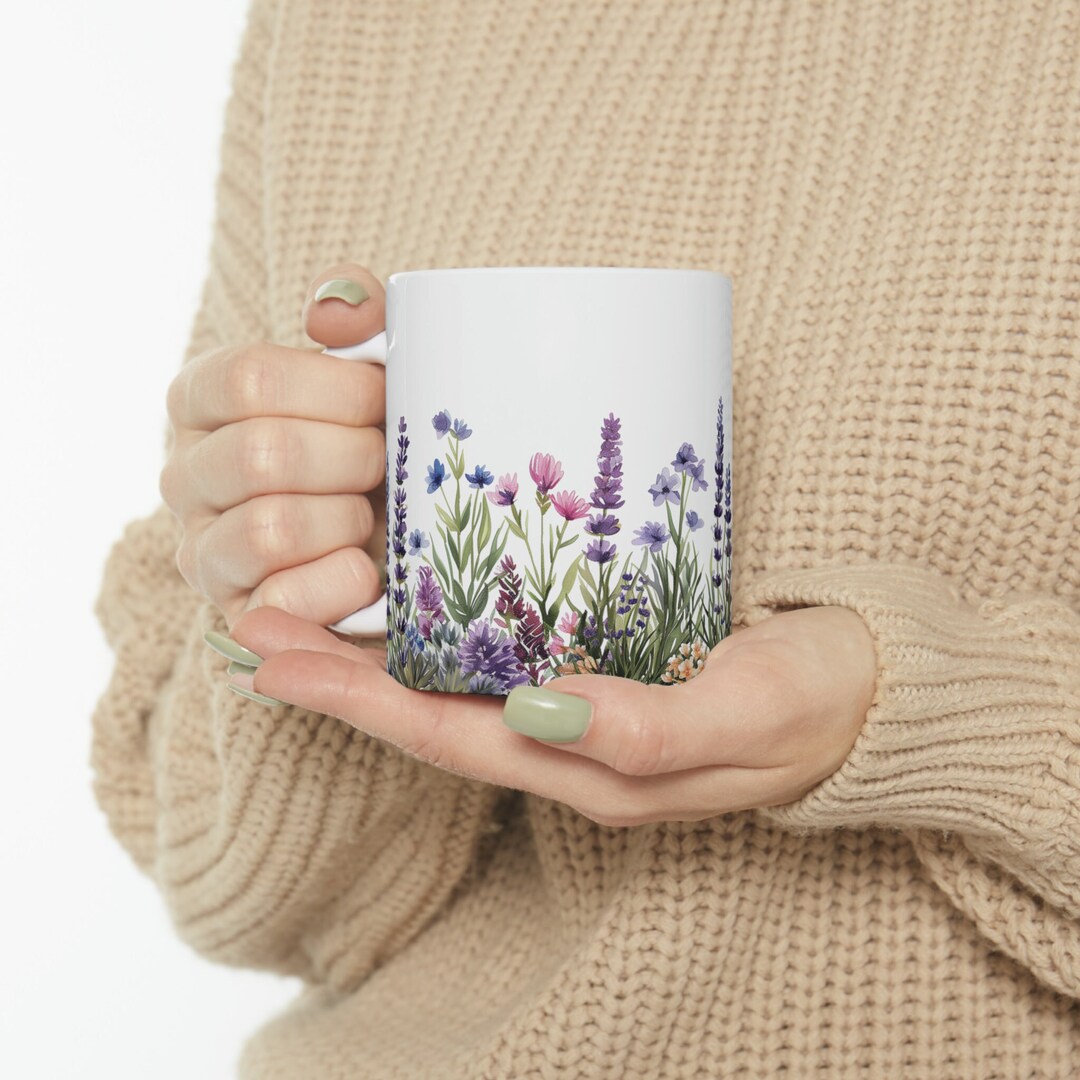 Colorful Lavender Mug 11oz Coffee Lover Mug Floral Mug Coffee Mug Gift ...