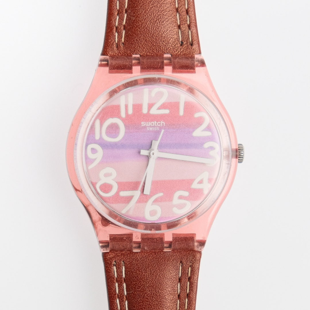 Swatch Standards GP140 Astilbe Brown Leather Strap Used Refurbished - Etsy