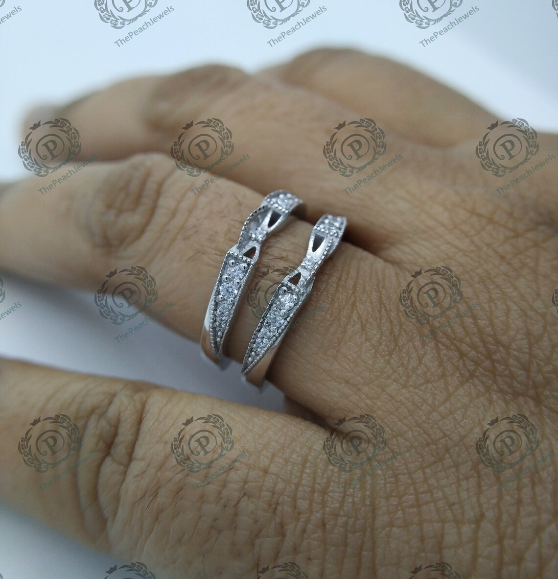 1880's Diamond Vintage Enhancer Wedding Ring Wrap Guard Band ...