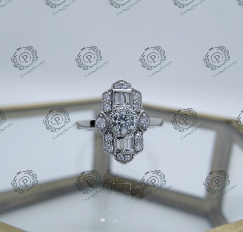 Edwardian Estate Engagement Ring Art Deco Antique Ring 1.80 Ct Round ...