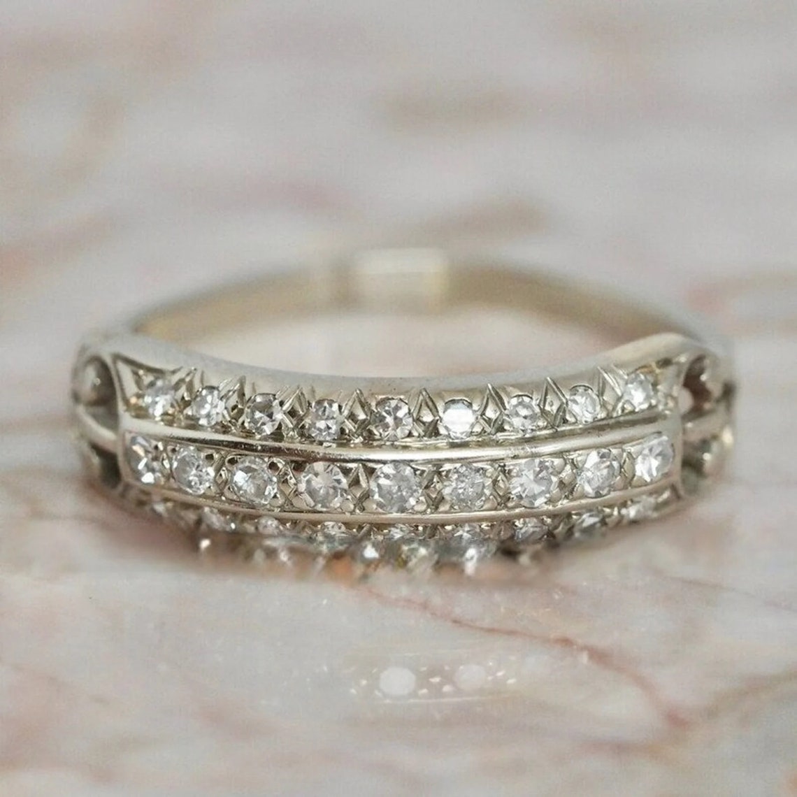 Vintage Engagement Ring, Stacking Band, 1.50ct Diamond, Art Deco ...