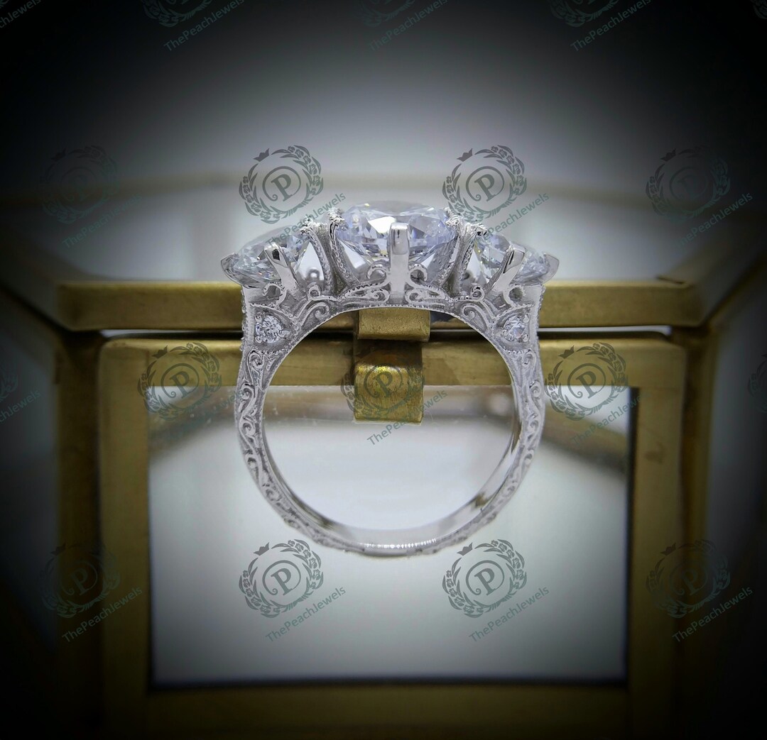 1880's Antique Edwardian Engagement Ring 4.30 Carat Round Cut Diamond ...