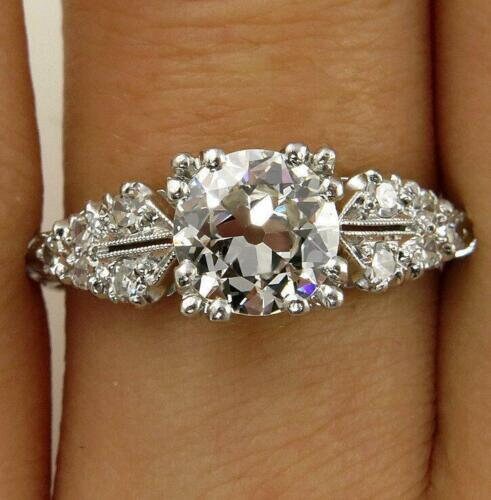 1890s Era Art Deco Vintage 2.00 Ct Diamond Antique Engagement Ring in ...