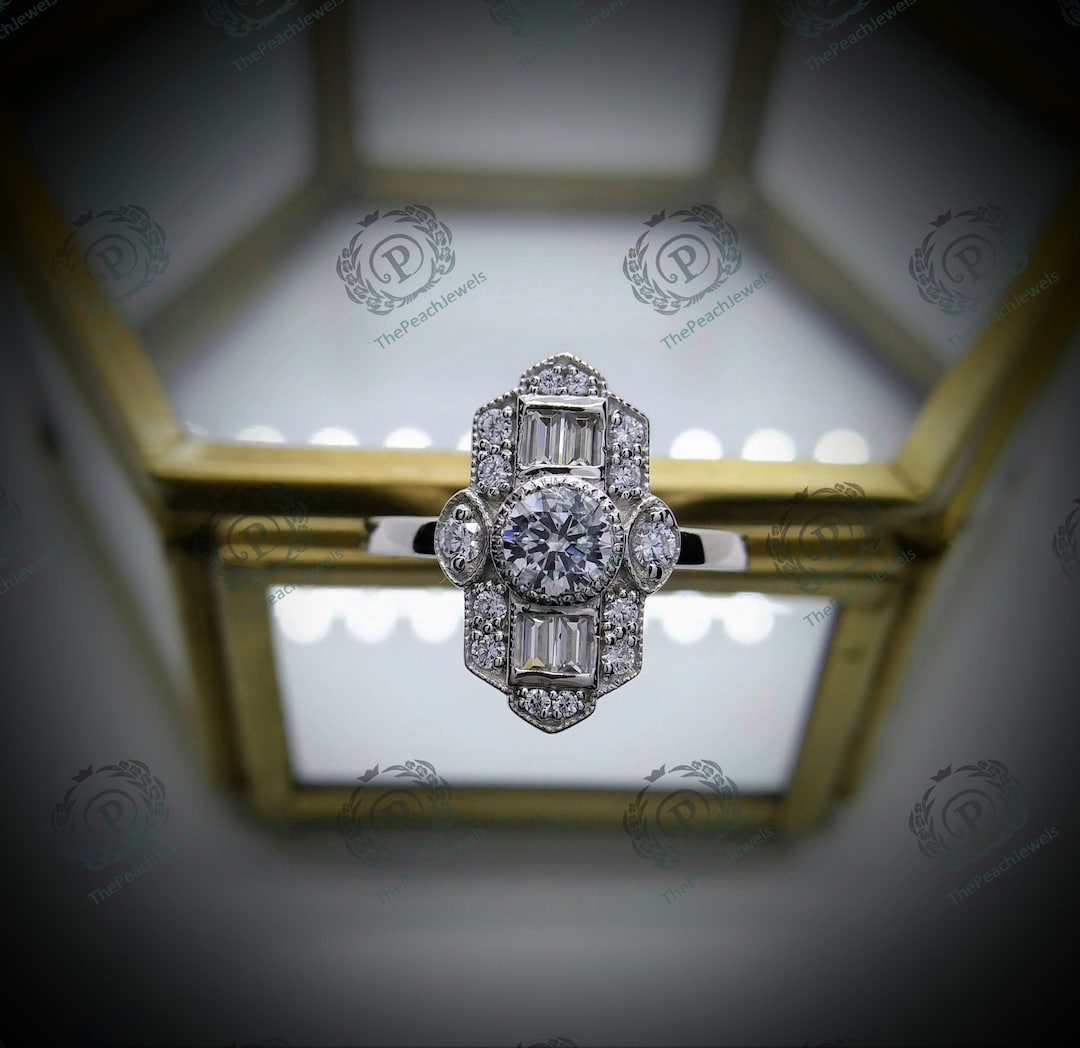 Edwardian Estate Engagement Ring Art Deco Antique Ring 1.80 Ct Round ...
