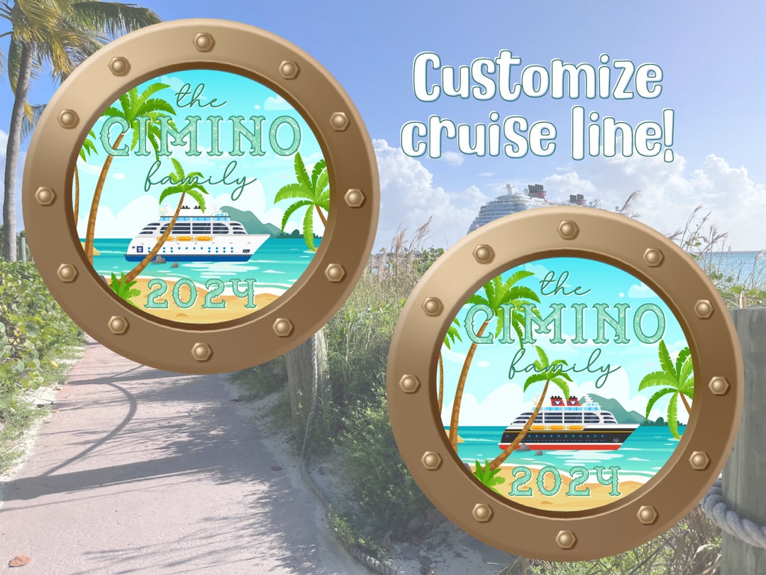 Custom Family Set Porthole Border Tropical Beach Cruise Ship Door ...