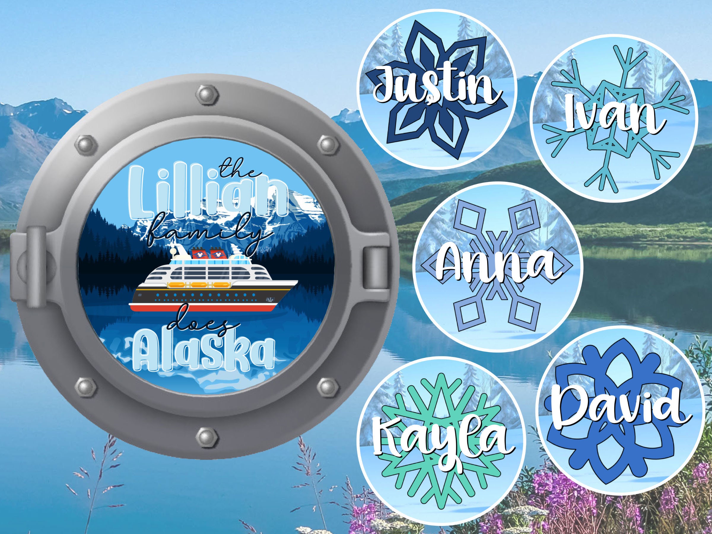 Custom Family Set Porthole Border Alaska Cruise Ship Door Magnet - Etsy
