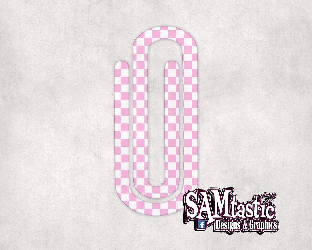 Pink and White Checkered Large Paperclip - Etsy