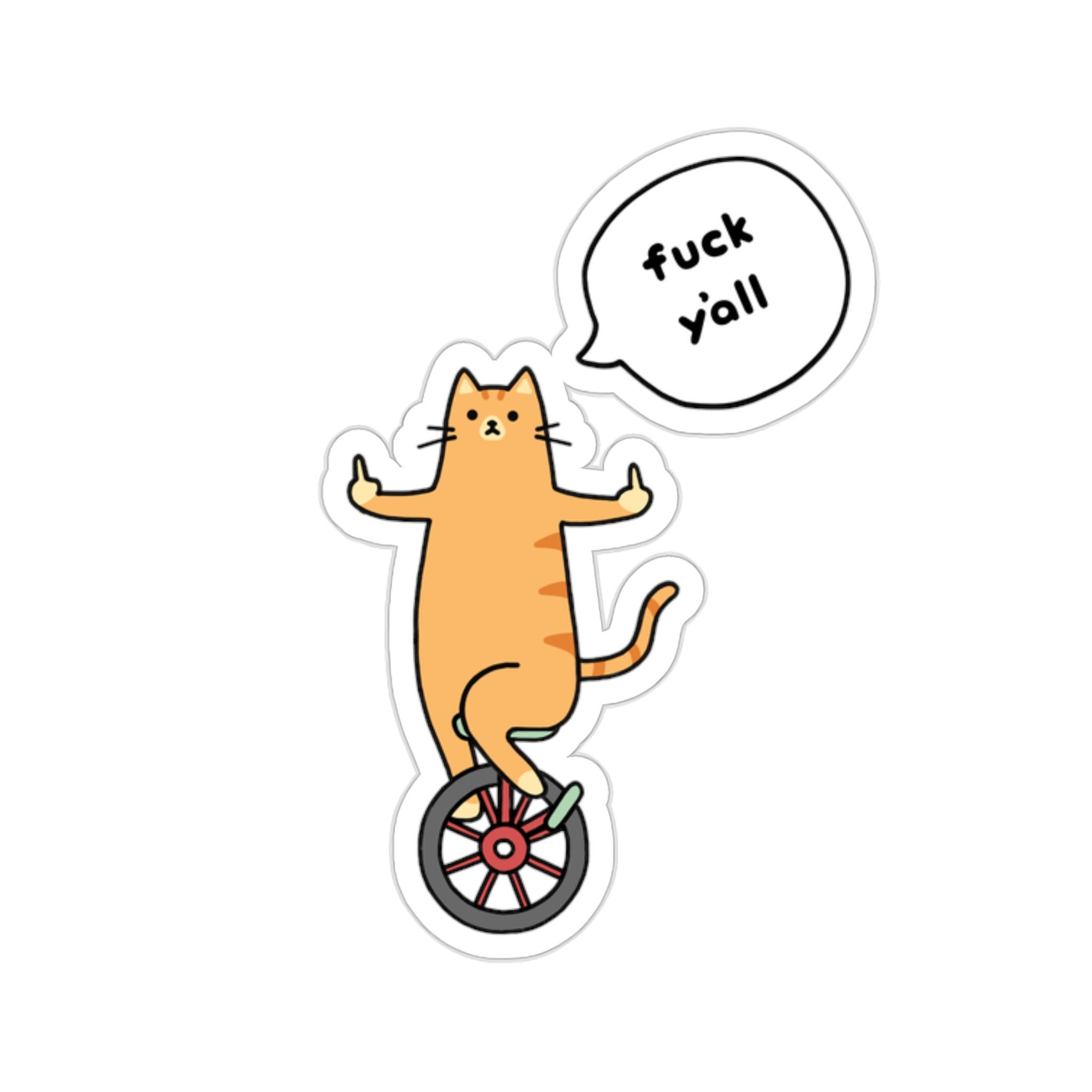 Cartoon Cat Sticker Rude Cat Sticker Funny Kitten Sticker - Etsy