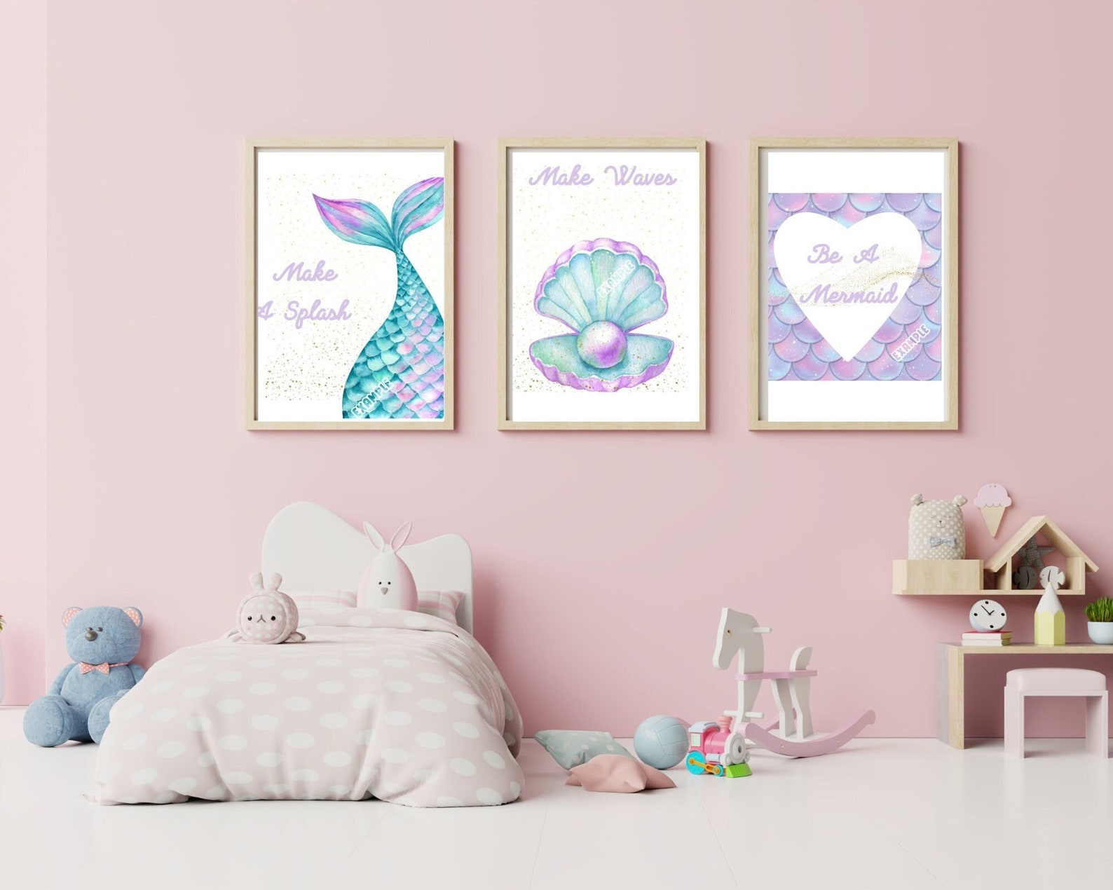 Set of 3 Mermaid Printables, Mermaid Nursery Printables, Mermaid ...