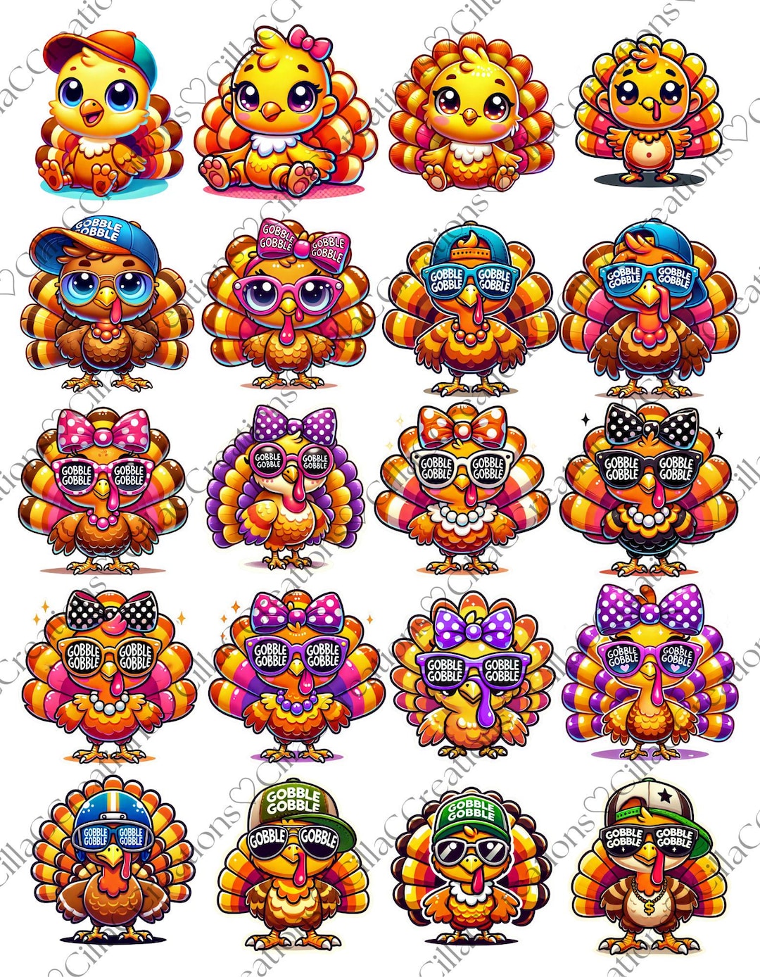 Thanksgiving Turkey Clipart Bundle – Gobble Gobble Digital Download ...