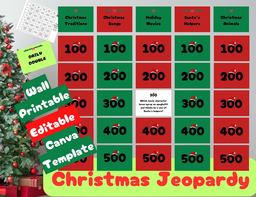 Christmas Jeopardy Game | Editable Canva Template | Fun Family Holiday ...