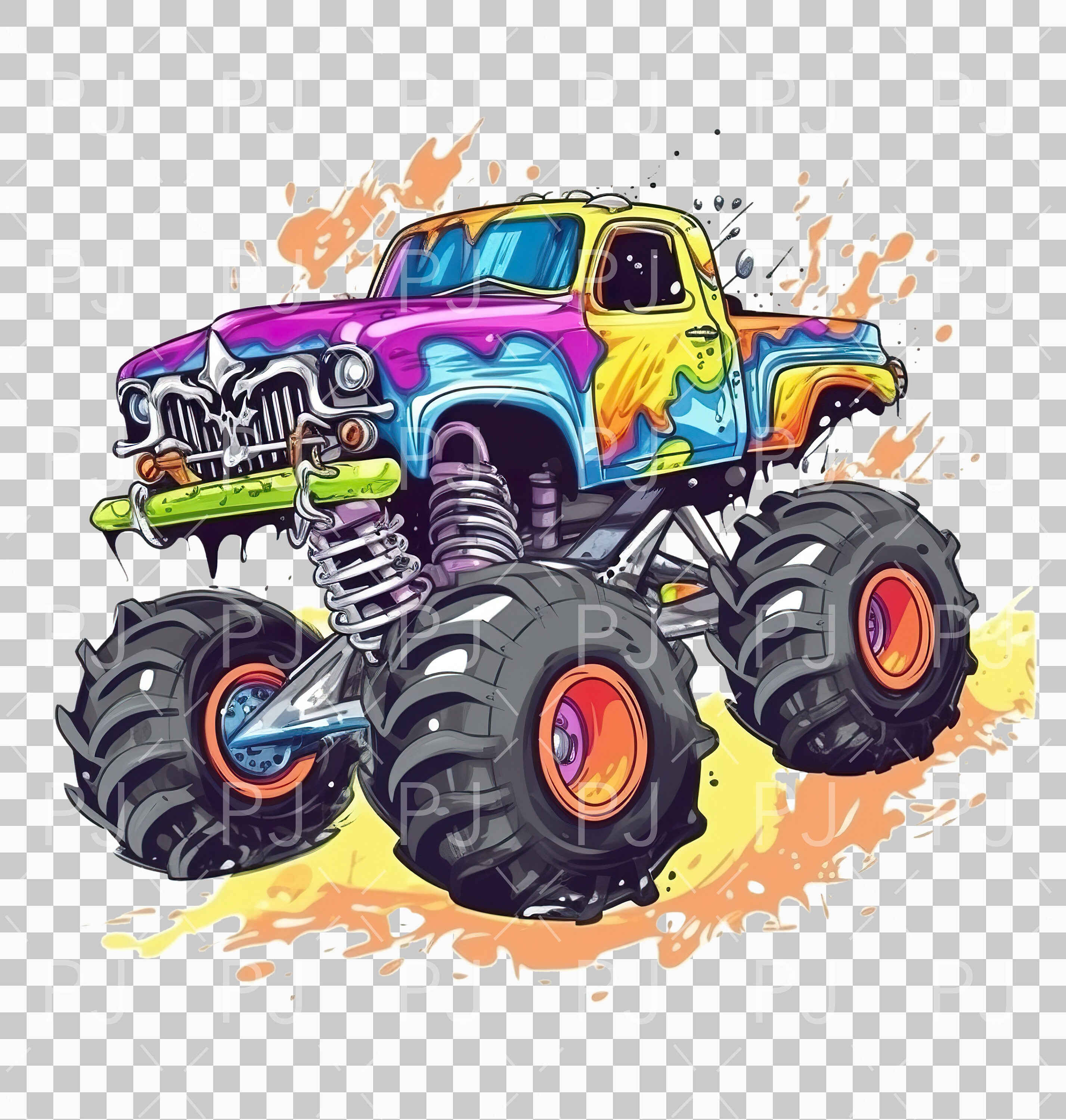 Colorful Monster Truck Clipart: Motorsport PNG Bundle (digital Download ...