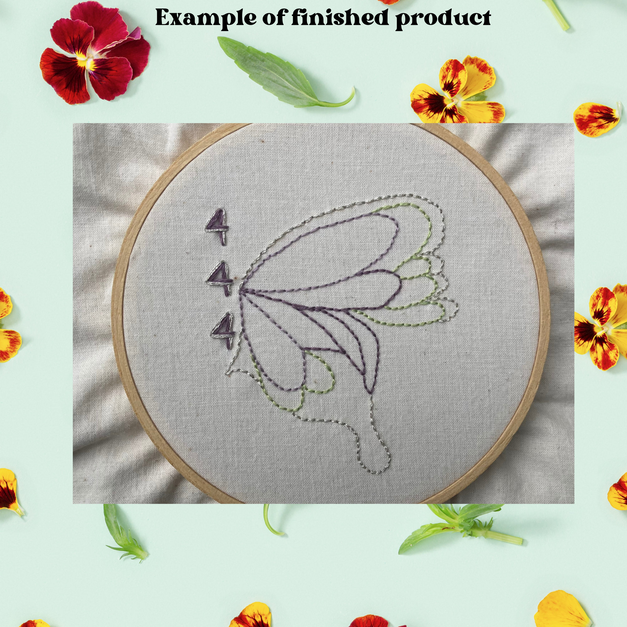 444 Butterfly PDF Embroidery Pattern - Angel Number, Butterfly Design ...