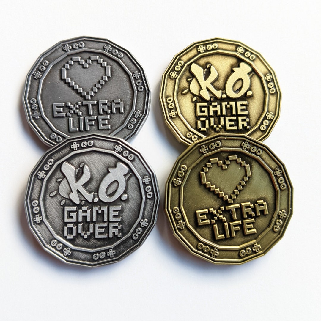 Game Over Vs Extra Life 1.5 38mm Double Sided Flip Challenge Coin ...