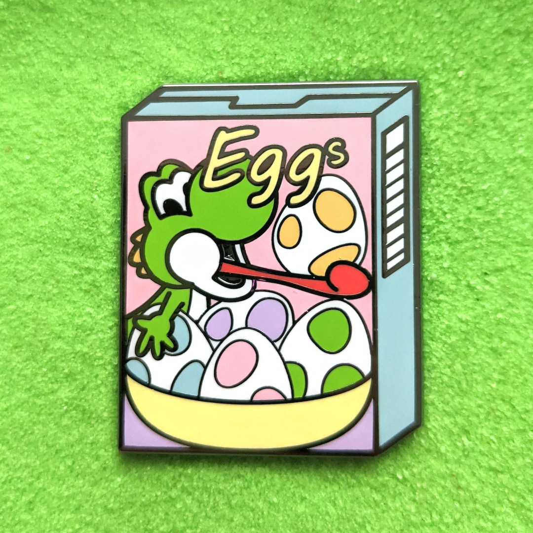 Eggs Cereal With Yoshi Food 1.5 38mm Hard Enamel Pin Badge With Free ...