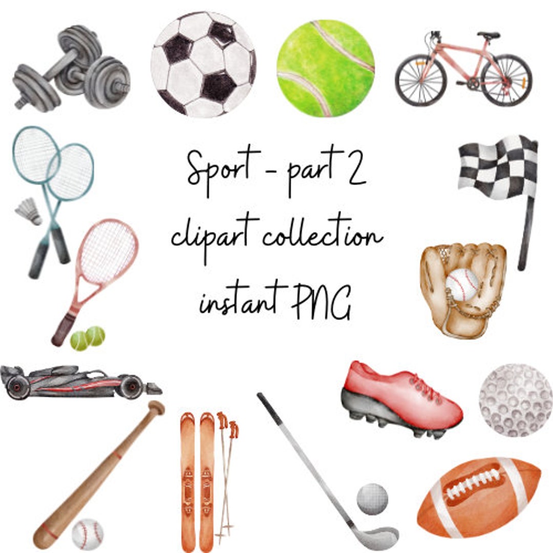 Watercolour Sports Clipart Kids Sport Clip Art Sport - Etsy