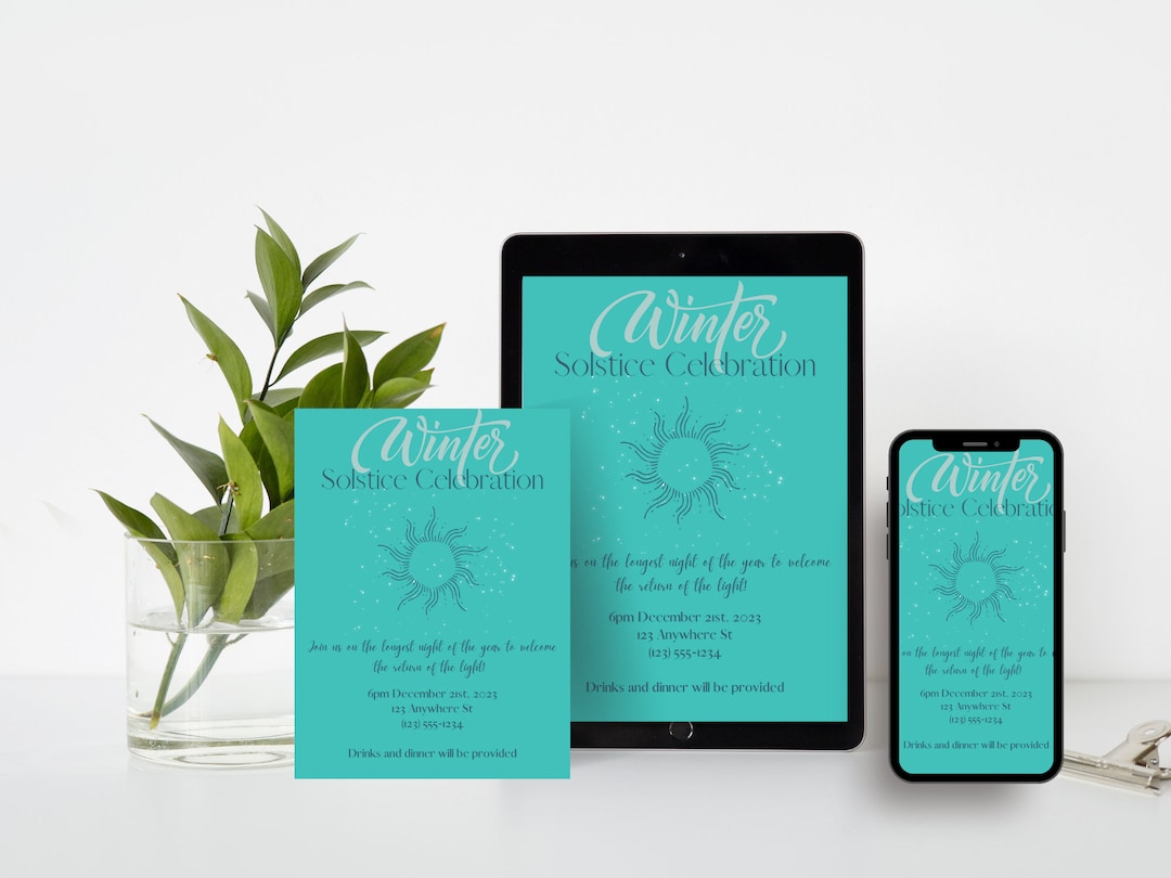 Winter Solstice Party Invitation, Editable, Digital Download - Etsy
