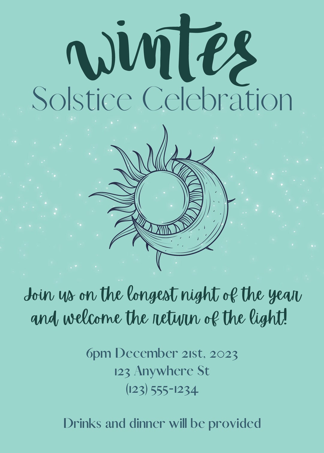 Winter Solstice Party Invitation, Digital Download - Etsy