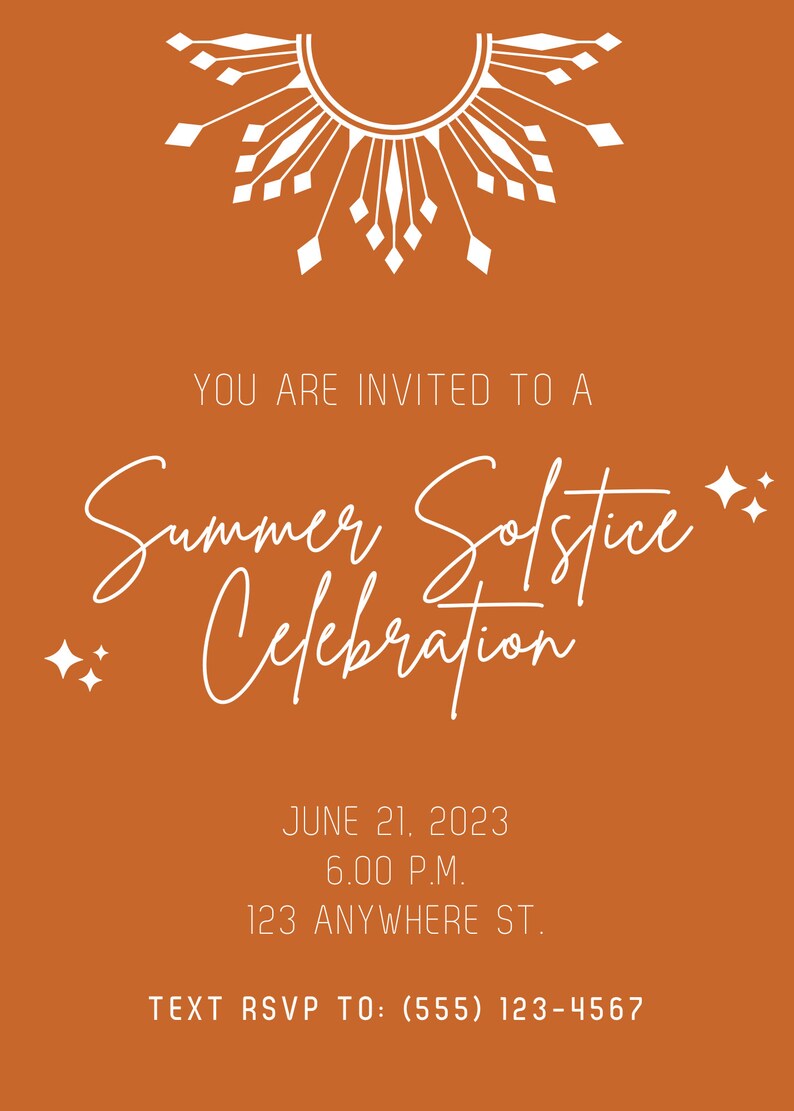 Summer Solstice Party Invitation, Digital Download - Etsy