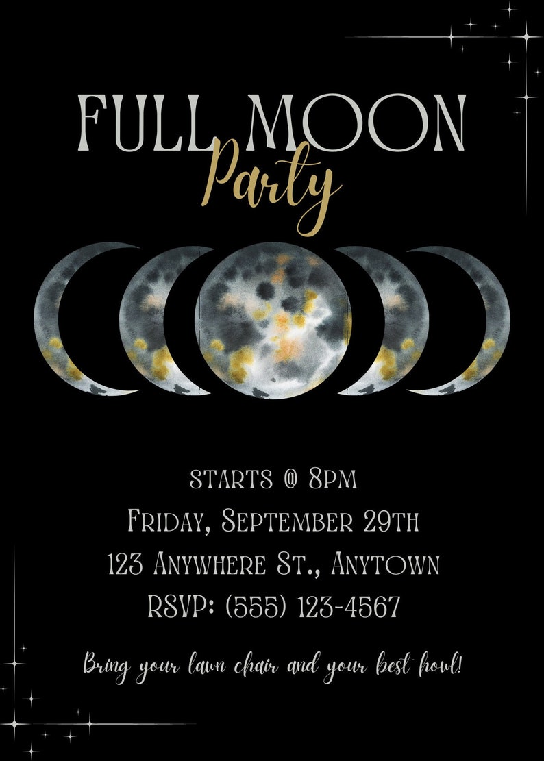 Full Moon Party Invitation, Digital Download - Etsy