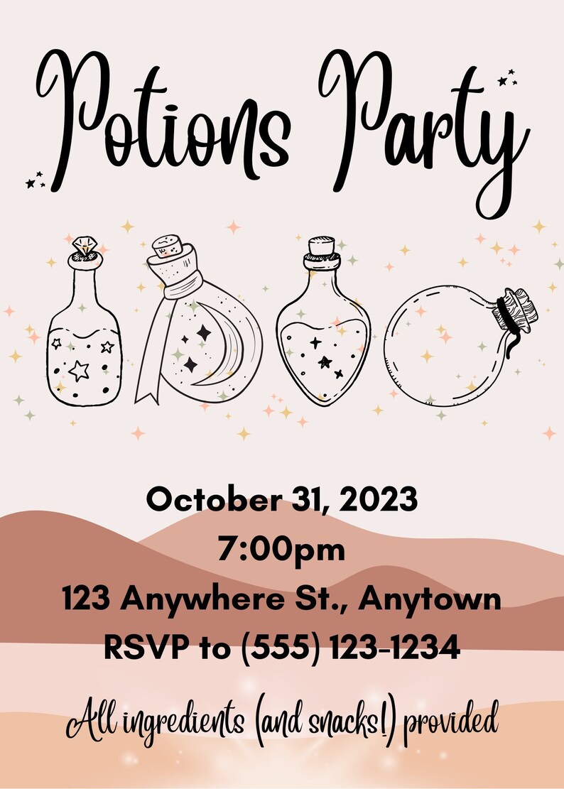 Potions Party Invitation and Labels, Digital Download - Etsy