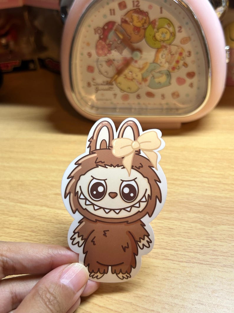 Labubu Sticker With Bow | Waterproof Sticker | Glossy Sticker - Etsy