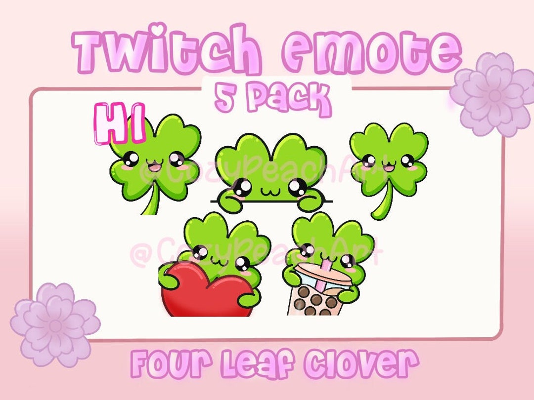Four Leaf Clover Emote 5 Pack Kawaii Emote Pack shamrock Emote Irish ...