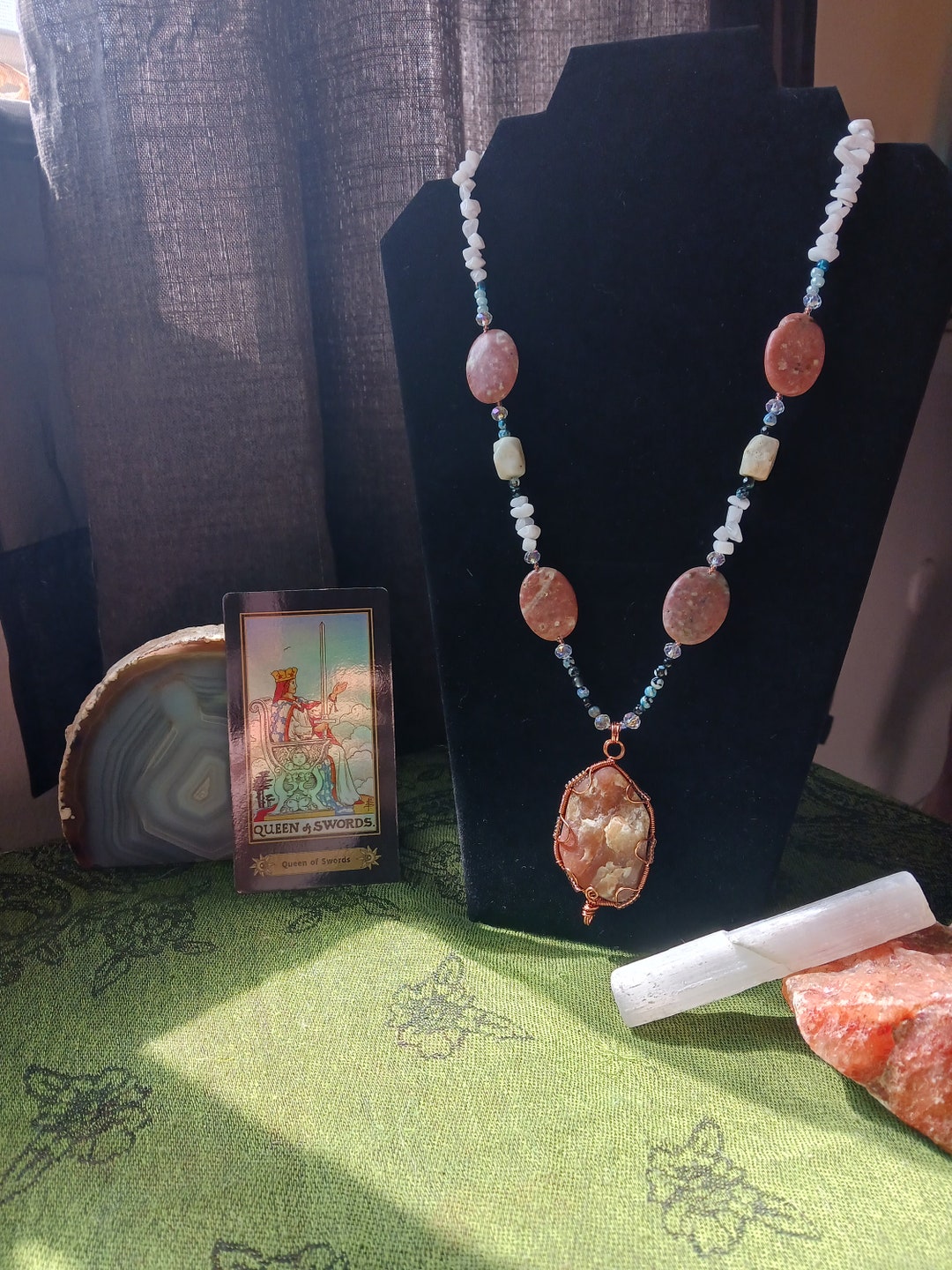 Queen of Swords Tarot Totem UNIQUE Wirewrapped Stone Black Agate Malay ...